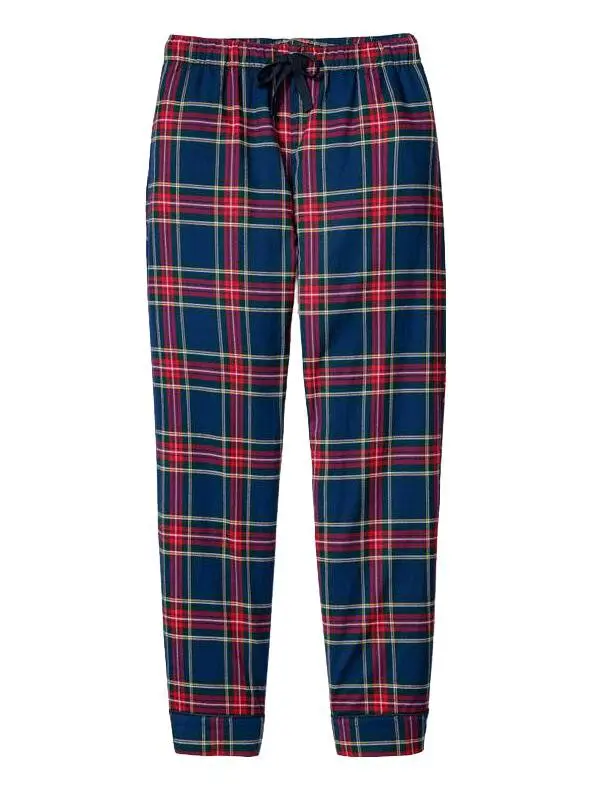 PETITE PLUME Windsor Tartan Cotton Pajama Pants - Navy