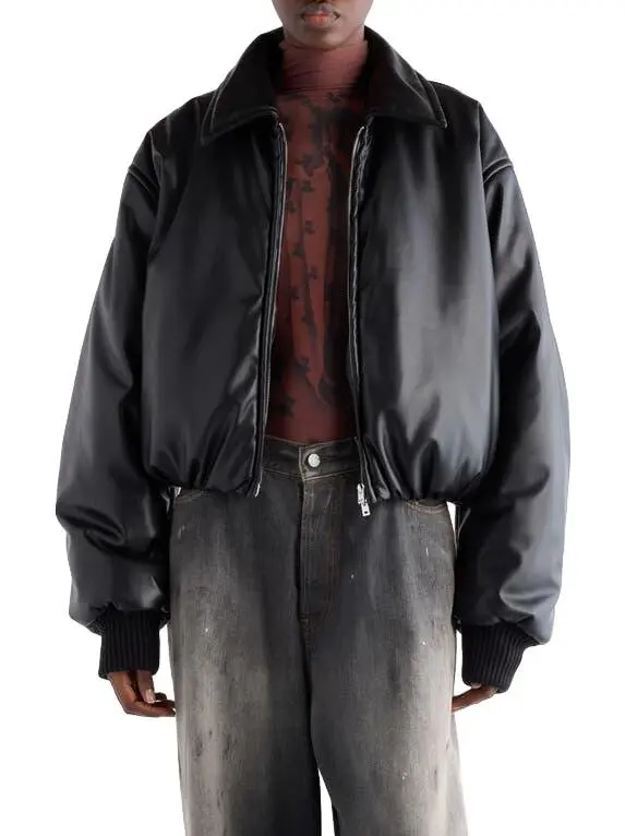 Acne Studios Onnea Faux Leather Bomber Jacket - Black