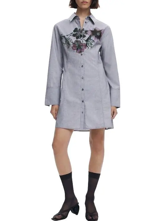 Desigual Floral Long Sleeve Shirtdress - Anthracite Gray