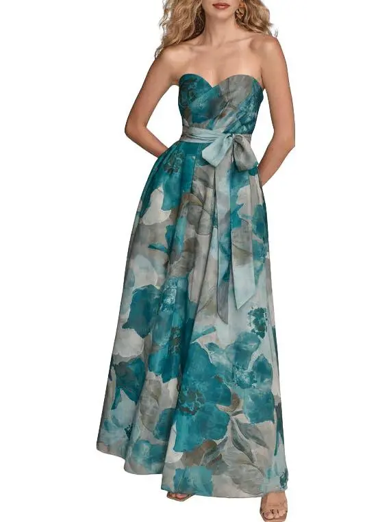 Donna Karan New York Floral Strapless Fit & Flare Gown - Hudson Multi
