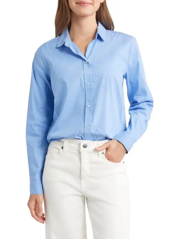 BEACHLUNCHLOUNGE Alden Rhinestone Shirt - Fresh Hydrangea
