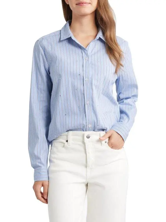 BEACHLUNCHLOUNGE Lynden Embellished Button-up Shirt - Air Blue