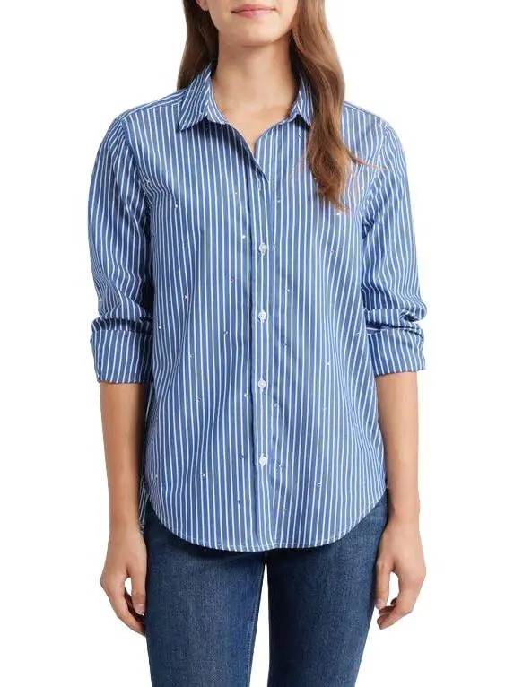 BEACHLUNCHLOUNGE Lynden Embellished Button-up Shirt - Midnight Navy