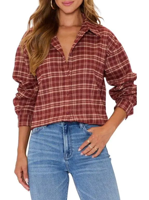 VICI Plaid Button-up Shirt - Brick Plaid