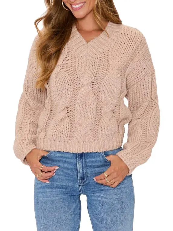 VICI Josephine Chunky V-neck Sweater - Taupe