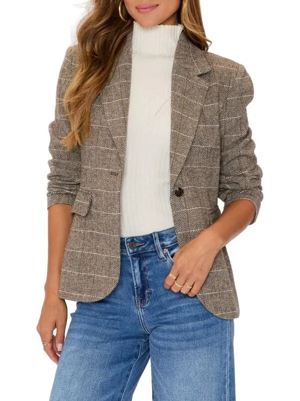 VICI Elodie Plaid Blazer - Dark Brown Herringbone