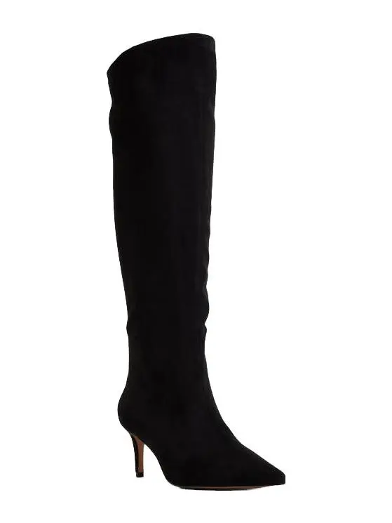 Aldo Pointed Toe Knee High Boots - Black