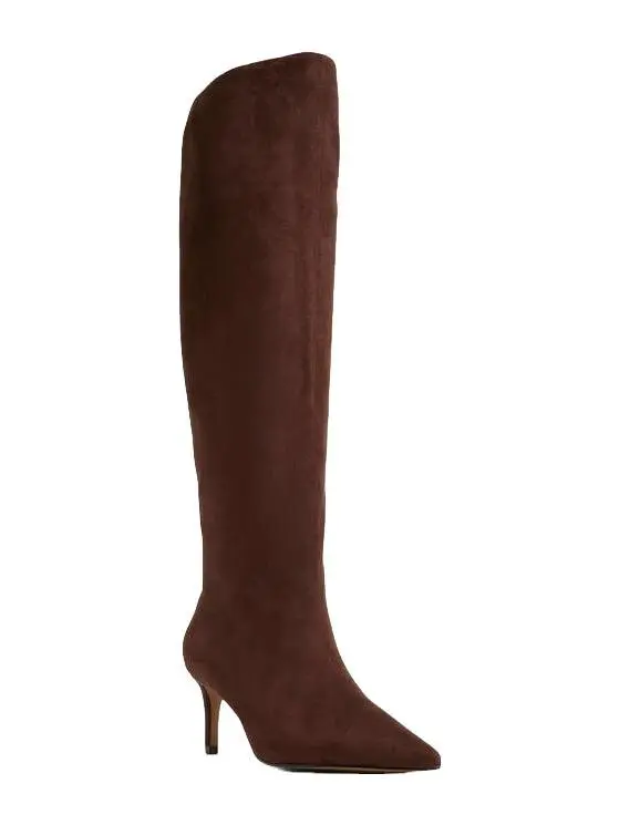 Aldo Pointed Toe Knee High Boots - Medium Brown