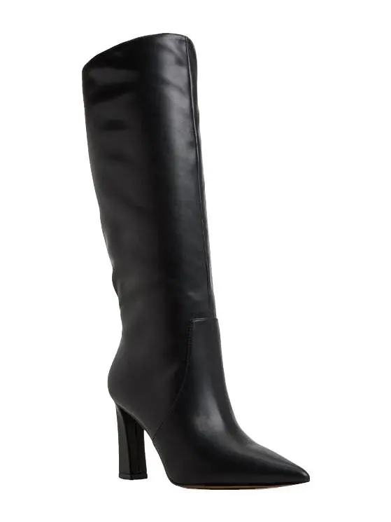 Aldo Pointed Toe Knee High Boots - Open Black