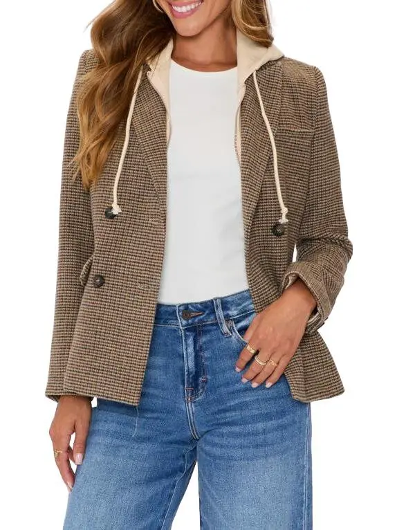 VICI Mixed Media Check Jacket - Brown Plaid