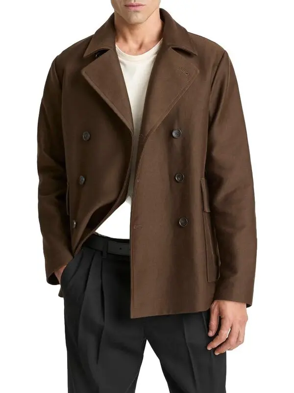 Vince Peached Cotton Pea Coat - Dark Highland