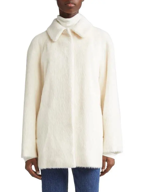 Loulou De Saison Jakob Wide Fit Alpaca & Wool Short Jacket - Ivory