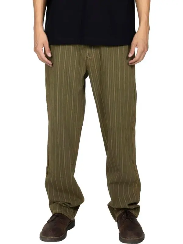 PLEASURES Railroad Stripe Work Pants - Brown