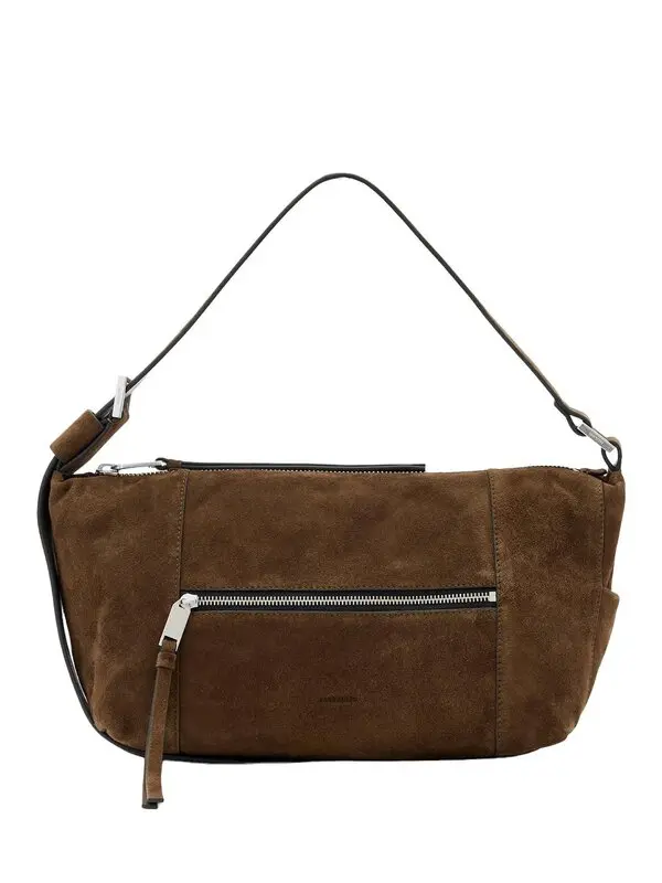 ALLSAINTS Vega Suede Baguette Bag - Fango Brown