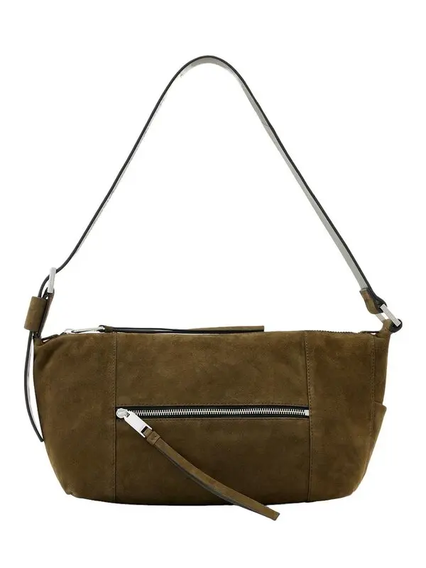 ALLSAINTS Vega Suede Baguette Bag - Olive Green