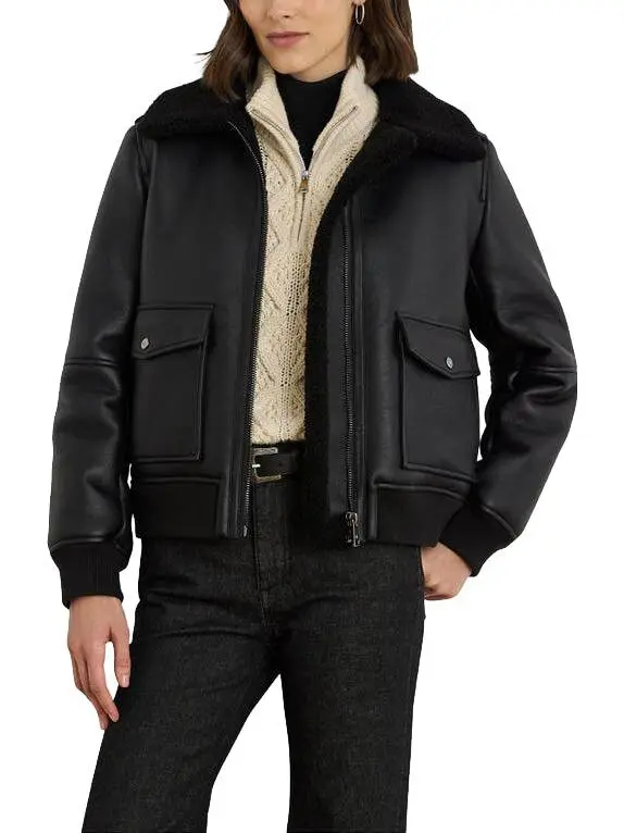 Ralph Lauren Faux Shearling Bomber Jacket - Black