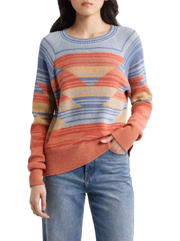 Pendleton Raglan Sleeve Cotton Sweater - Indigo Rust Heather