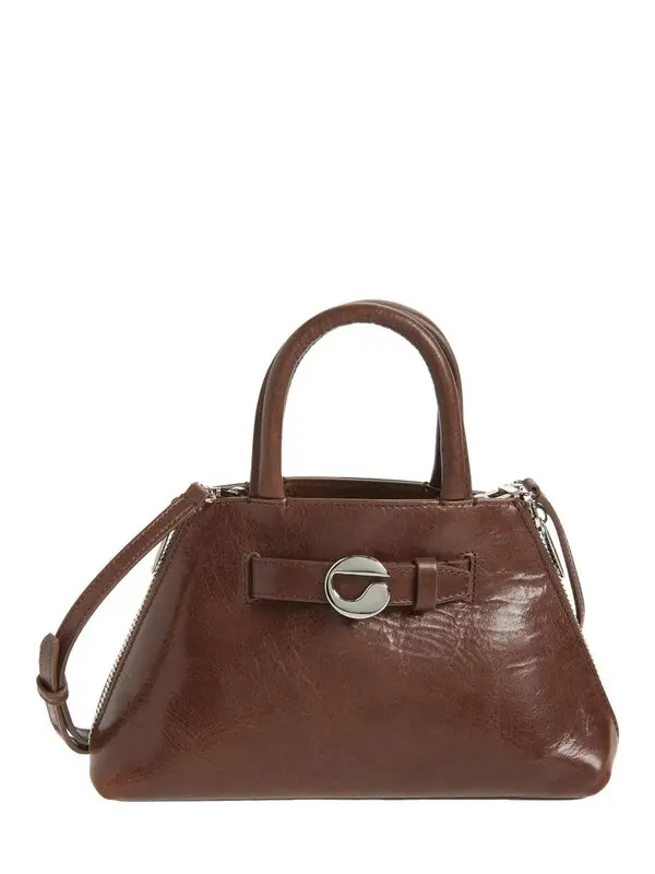 Coperni Mini Data Leather Top Handle Bag - Brw Brown