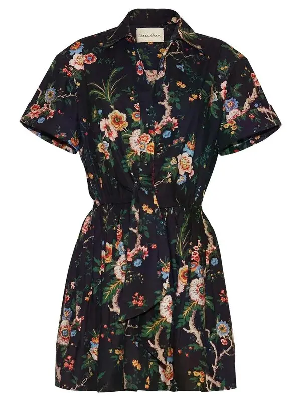 Cara Cara Asbury Floral-print Mini Dress - Black