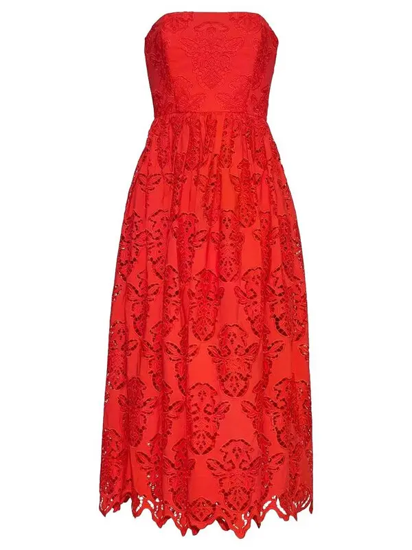 Cara Cara Torres Strapless Midi Dress - Red