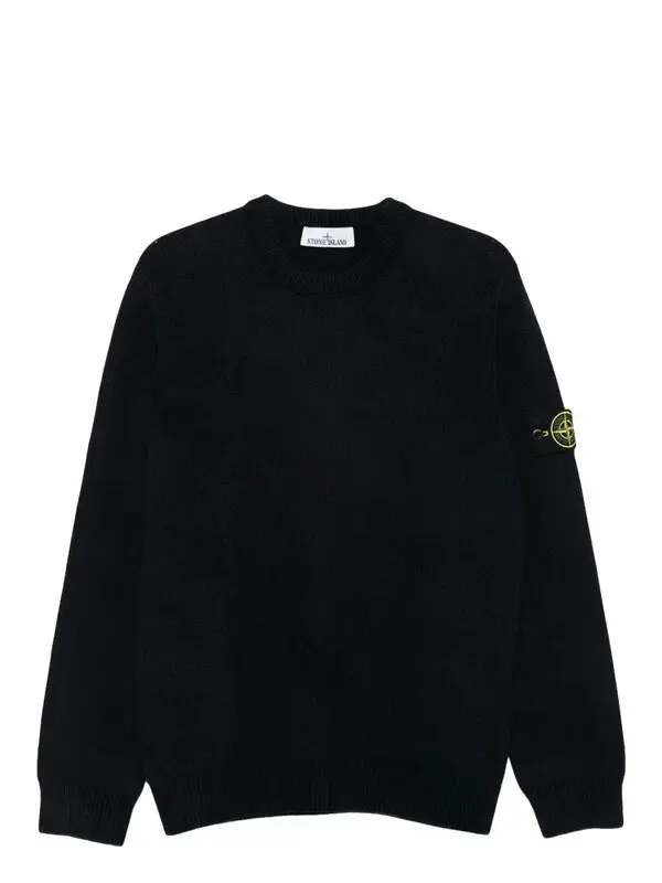 Stone Island Ribbed-knit Sweater With Logo Patch - Blue