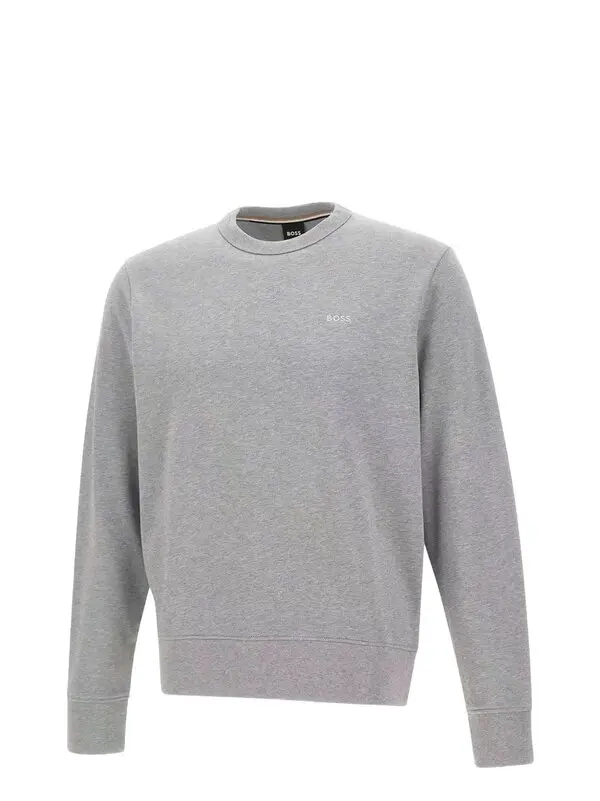 BOSS Crew-neck Sweatshirt With Embroidered Logo - Grey