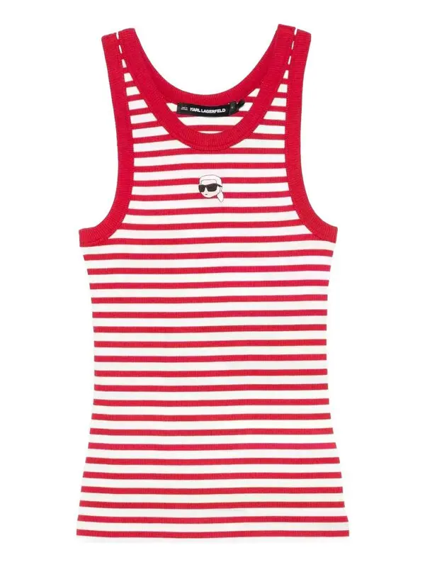 Karl Lagerfeld Striped Ribbed Tank Top - Red
