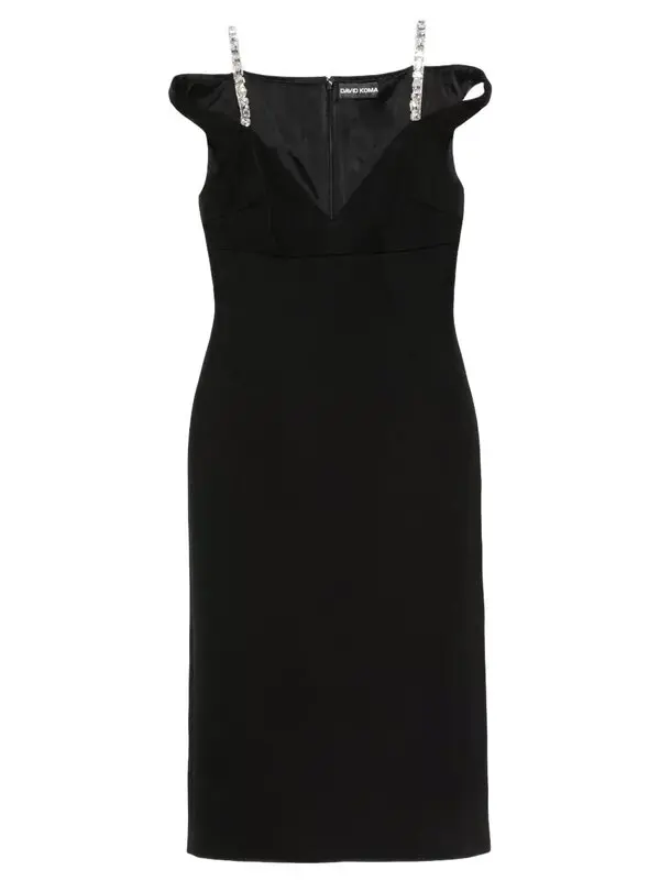 David Koma Crystal-embellished Midi Dress - Black
