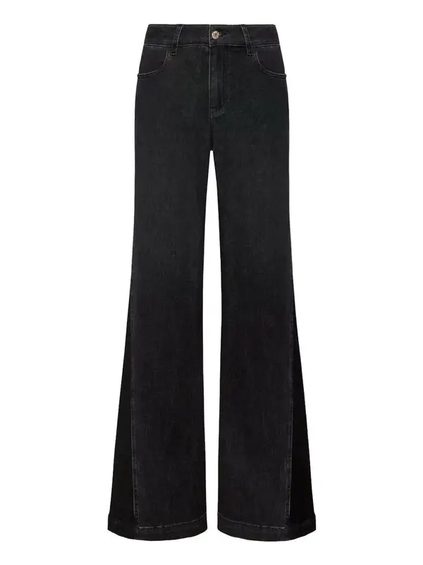 ELENA MIRO` Wide-leg Cotton-blend Jeans - Black