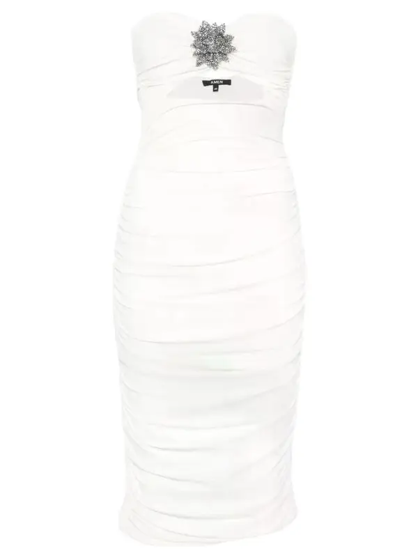 Amen Jewel-embellished Strapless Dress - White