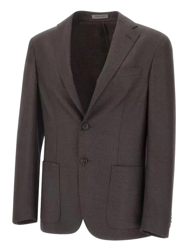 Corneliani Textured Narrow-lapels Blazer - Brown