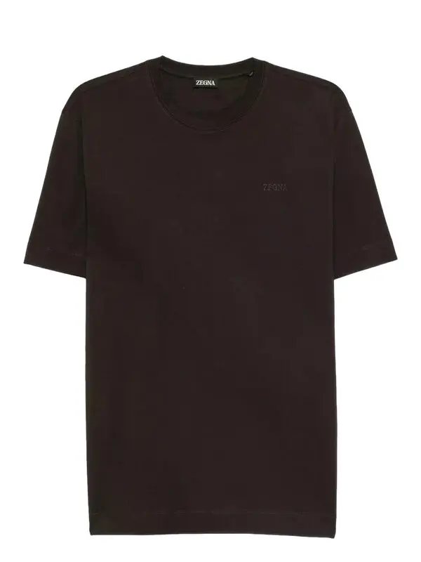 Zegna Embroidered-logo T-shirt - Brown
