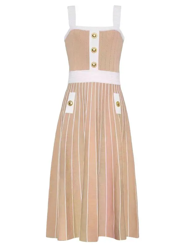 Cara Cara Aurora Striped Midi Dress - Neutrals