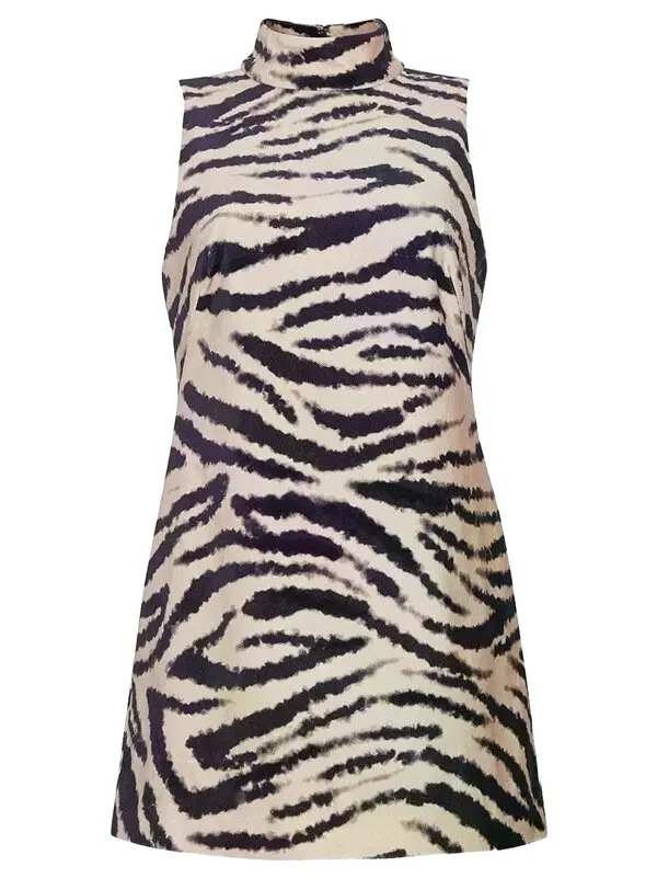 Cara Cara Zebra-print Mini Dress - Neutrals
