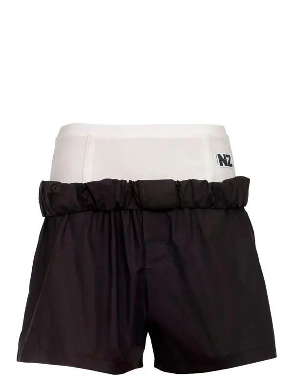 Natasha Zinko Elastic-waistband Logo-tag Shorts - Black