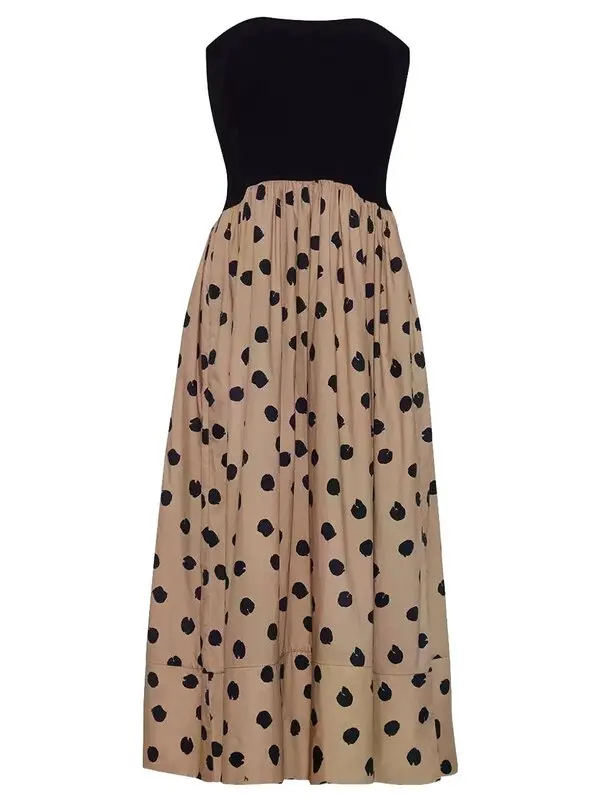 Cara Cara Cynthia Strapless Spot-print Midi Dress - Neutrals