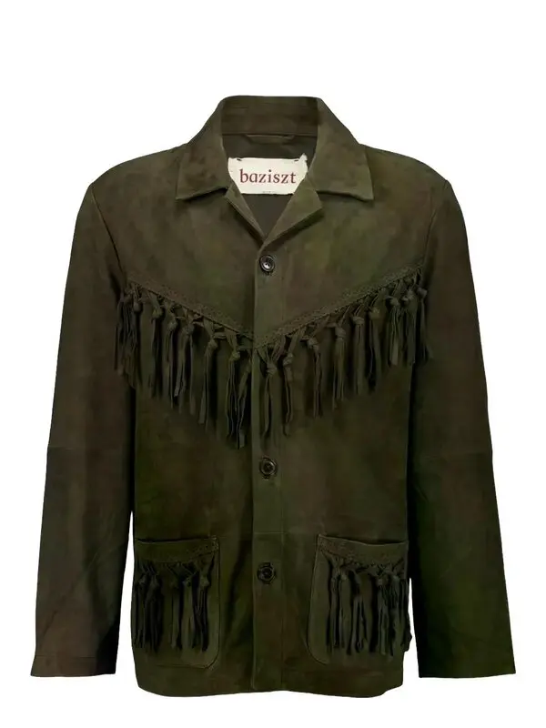 BAZISZT Fringe-detail Suede Jacket - Brown