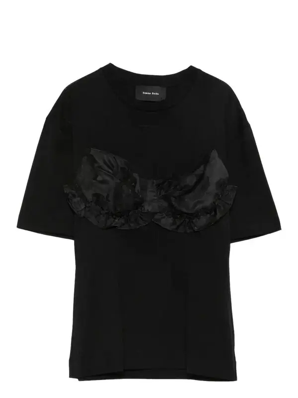 Simone Rocha Satin-panel T-shirt - Black