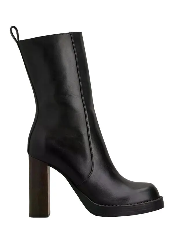 TOD'S Leather Block-heel Boots - Black
