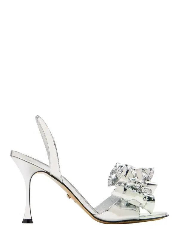 Mach & Mach 95mm Le Cadeau Ruffle-bow Sandals - Silver