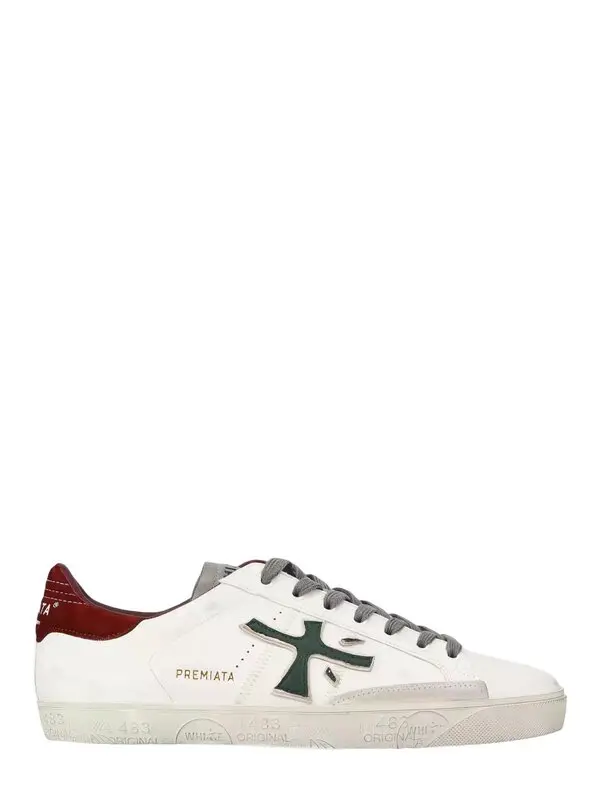 Premiata Steven Logo-embellished Leather Sneakers - White