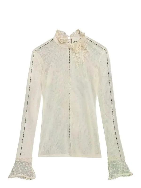 Isabel Marant Sarah Lace-trimmed Mesh Top - Neutrals