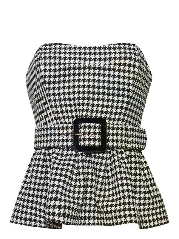Cara Cara Tilda Houndstooth Peplum Top - Black