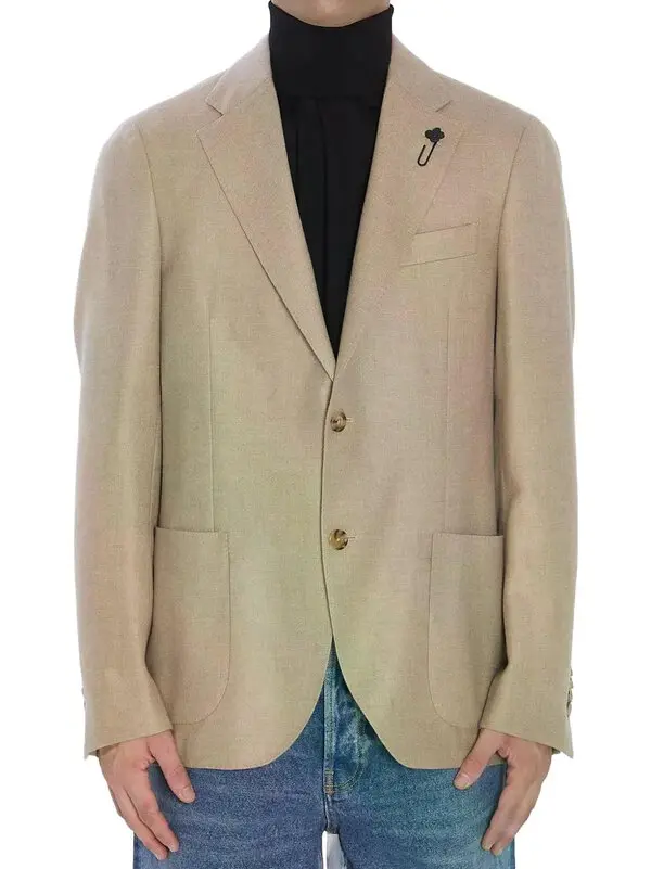 LARDINI Patch-pocket Cashmere Blazer - Neutrals