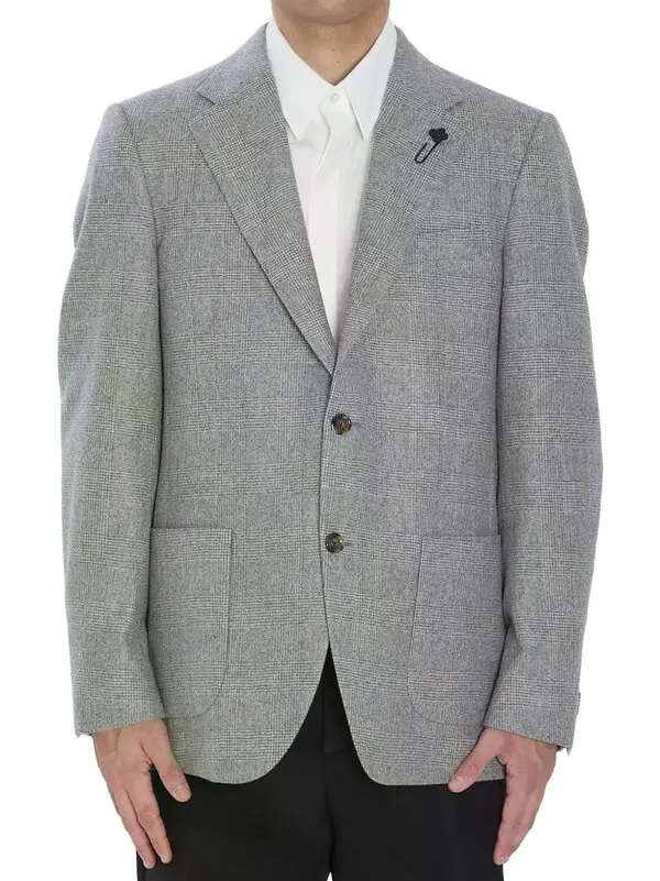 LARDINI Prince Of Wales Check Blazer - Grey