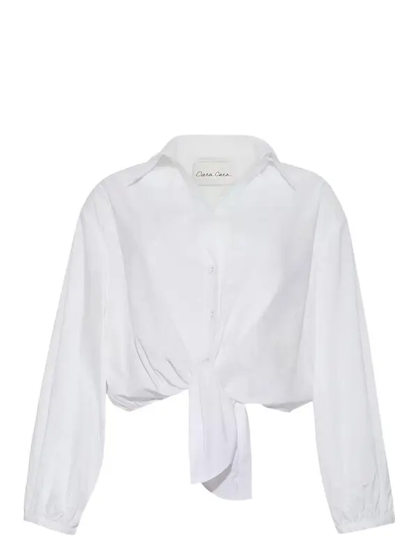 Cara Cara Rumson Balloon-sleeve Tie-front Shirt - White