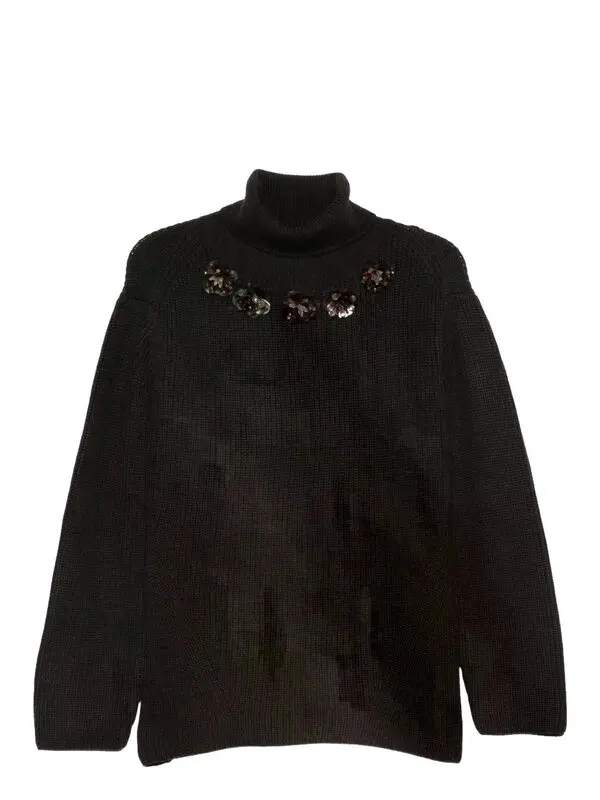P.a.r.o.s.h Roll-neck Sequin-embellished Sweater - Brown
