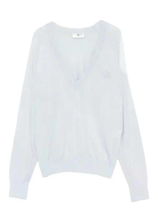 Elisabetta Franchi Logo-motif V-neck Sweater - Blue