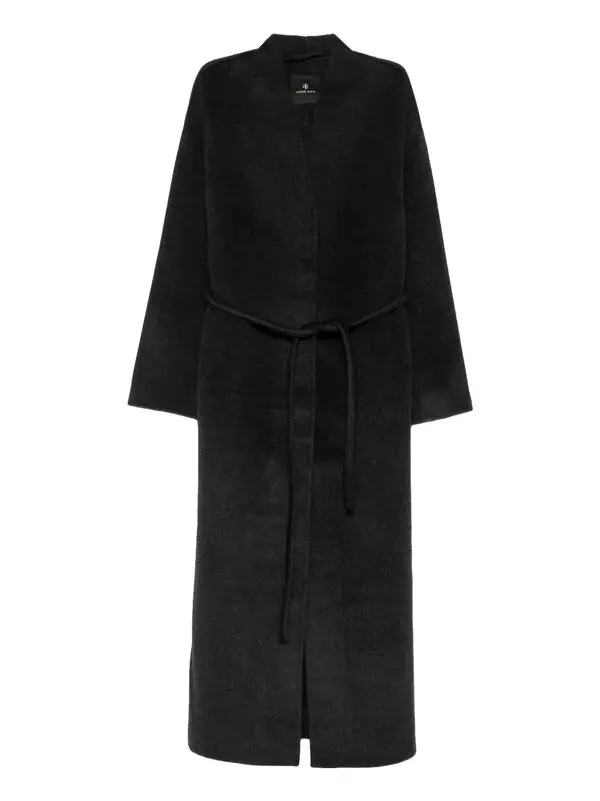 ANINE BING Wool-cashmere Coat With Self-tie Belt - Grey