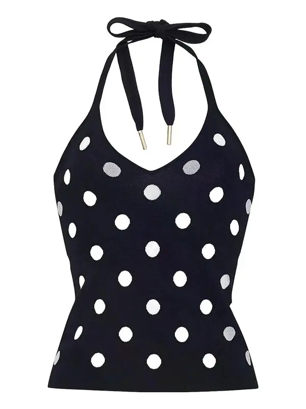 Cara Cara Tanya Polka-dot Halter Top - Black
